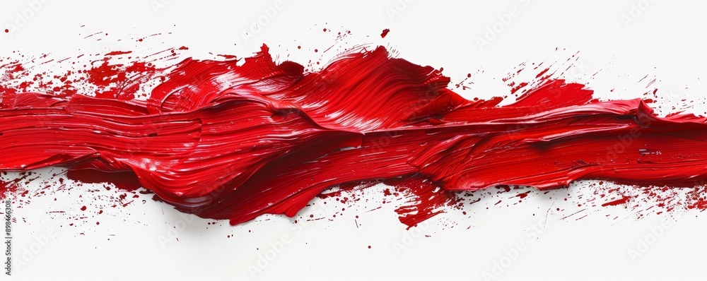 Red line of paint texture isolated on white background. Stroke with ...
