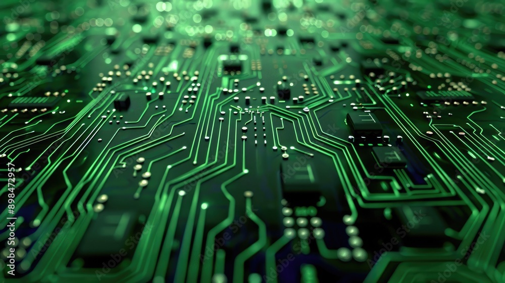 Abstract picture particle in complex circuit with digital technology ...