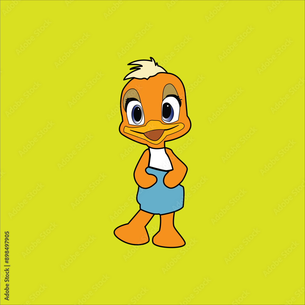 Vector graphic of Cartoon duck on vector art illustration with cute ...