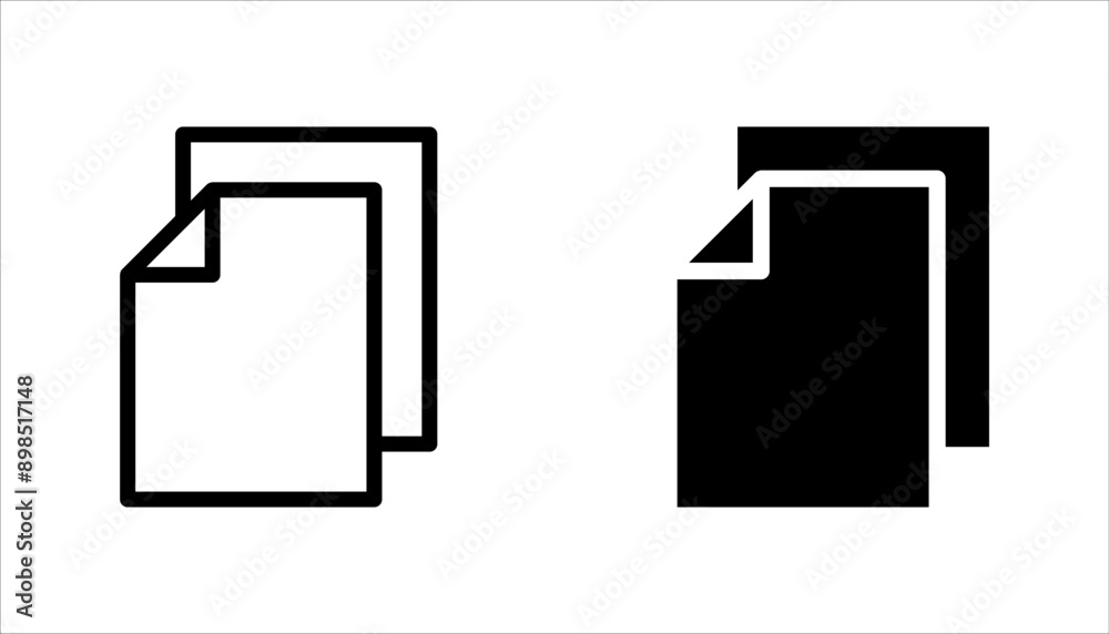 Copy Or Duplicate File Icon Set In Line Style Design For Website Design App Ui Vector