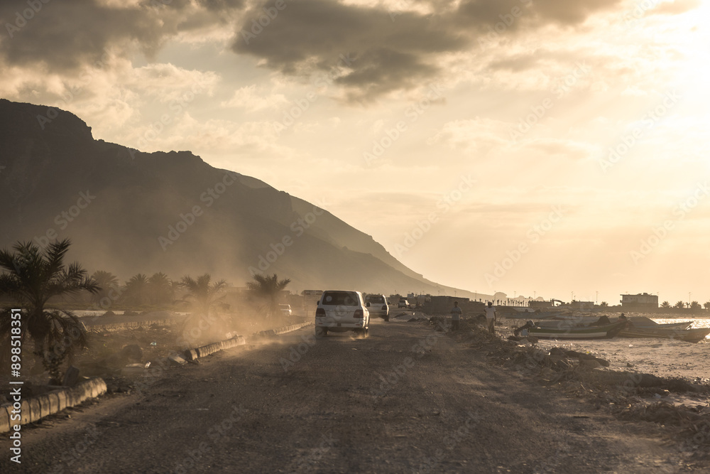 In the road to capital of Socotra- Hadibo. Yemeni island of Socotra - a ...