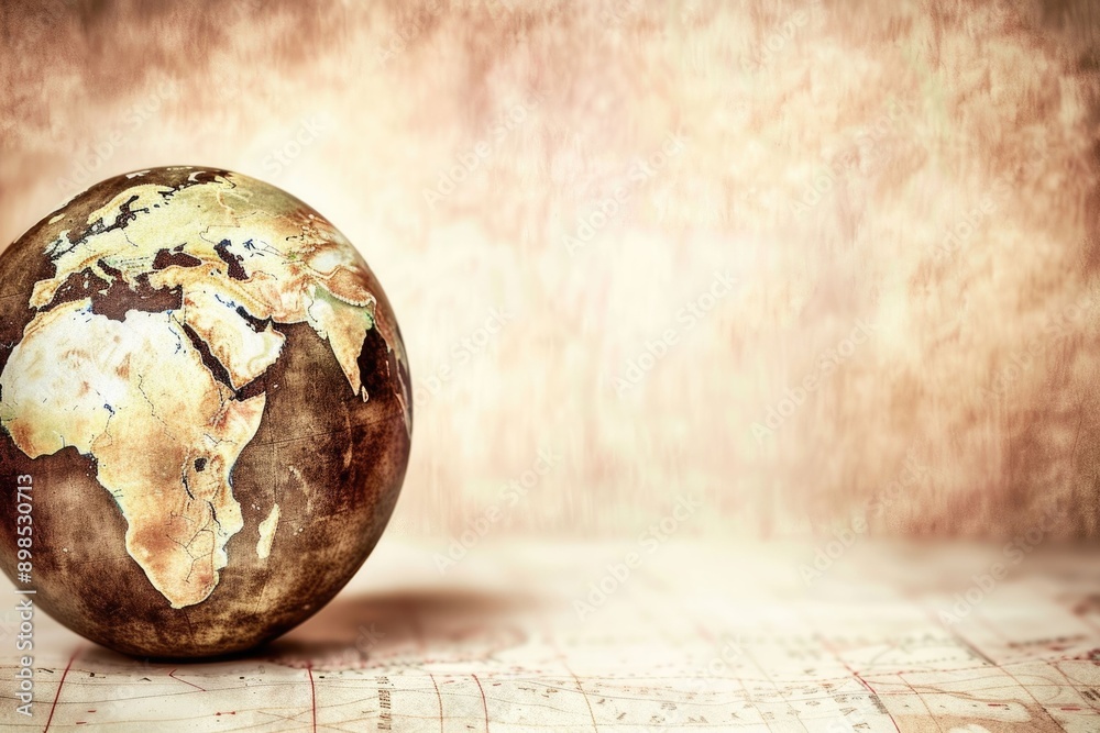 Vintage map with ancient globe retro style history and geography. Stock ...