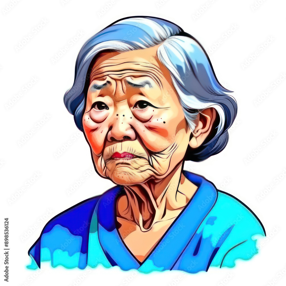 Grandma Face with Sad Expression. Concept - Human Emotions ...