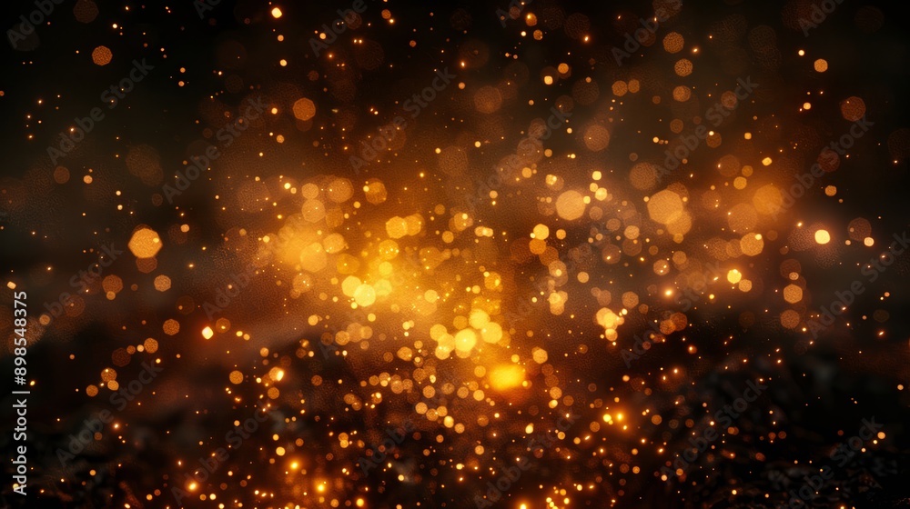 Abstract gold background with blinking particles floating upwards Stock ...
