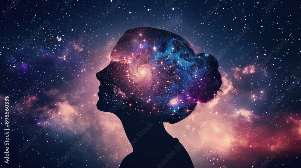 Celestial Mind: Silhouette of Person with Star Constellation in Head ...