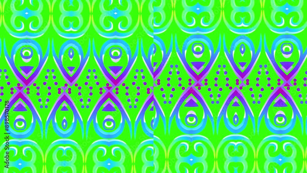 green screen Beautiful batik dayak flowers line art motion graphics for ...