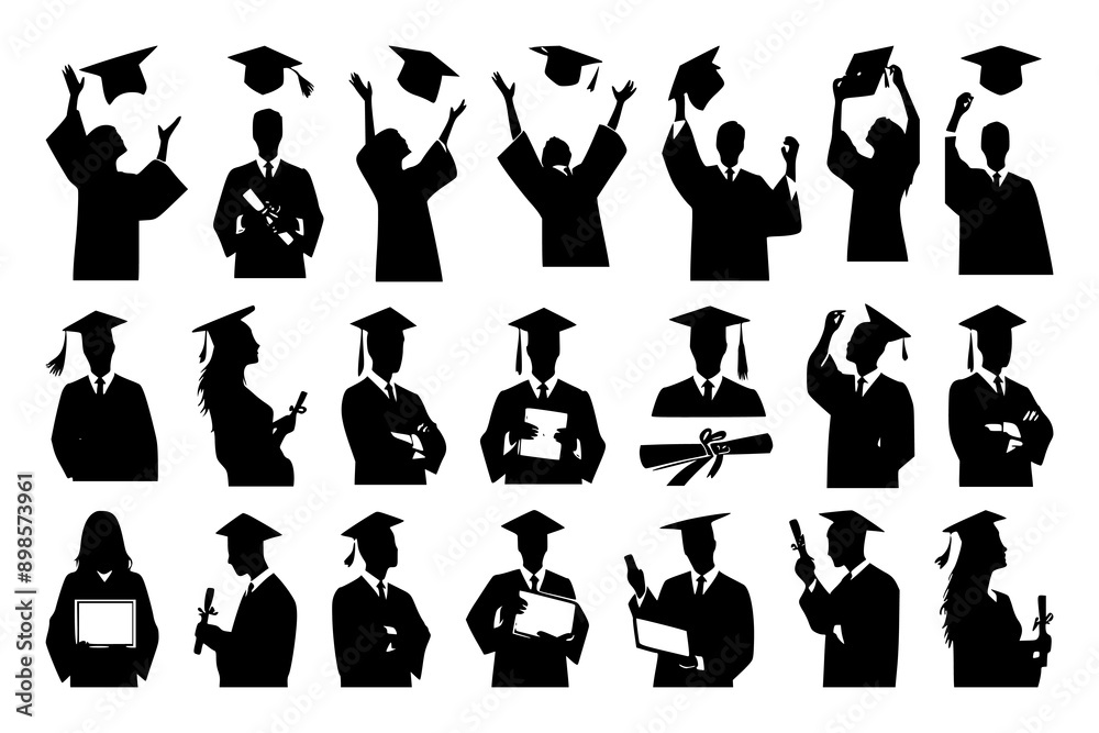 Graduation silhouette ideal for educational materials, celebration ...