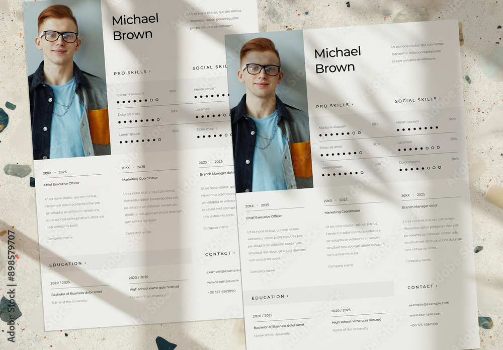 Creative Resume Layout With Skill Chart Stock Template | Adobe Stock