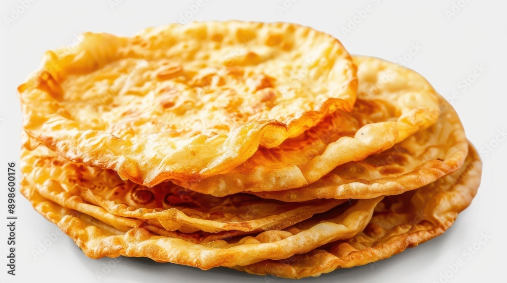 ภาพประกอบสต็อก Flaky, golden brown Roti canai layered and displayed on ...