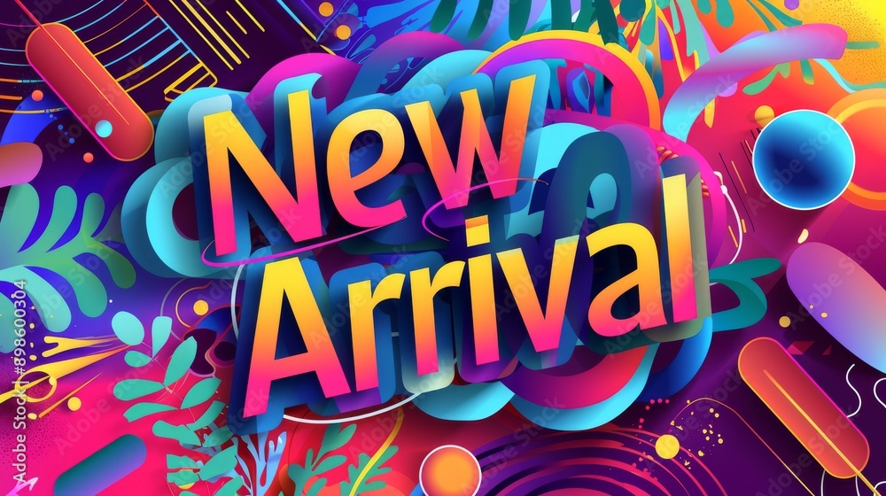Colorful abstract background with "New Arrival" text in a modern, bold ...