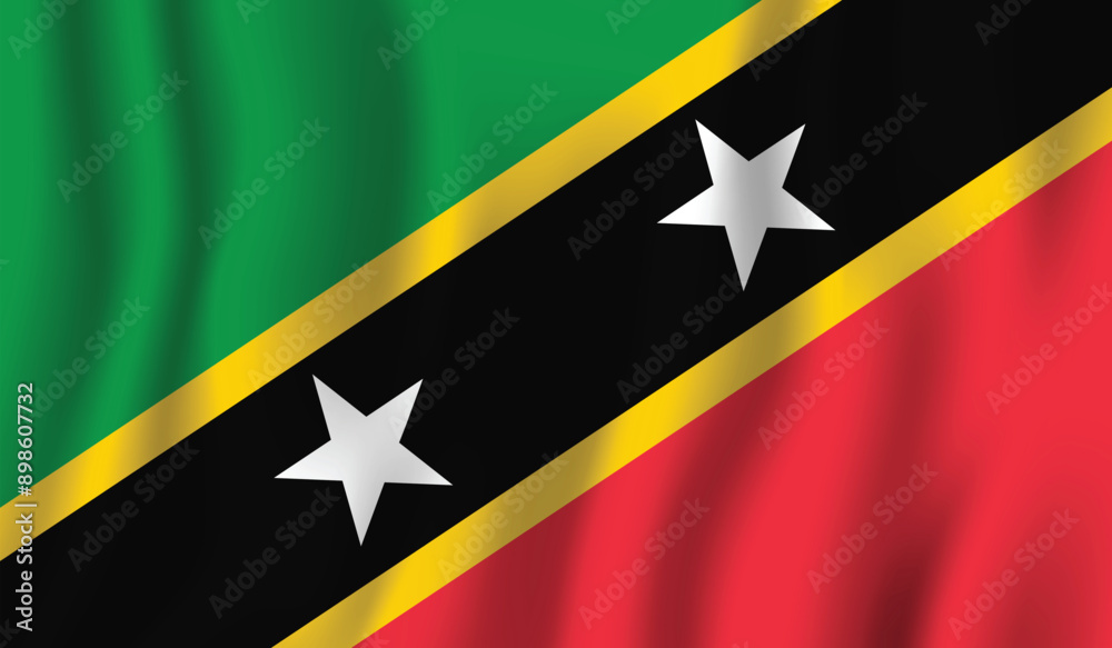 Realistic Saint Kitts and Nevis flag perfect color, scale, and ...