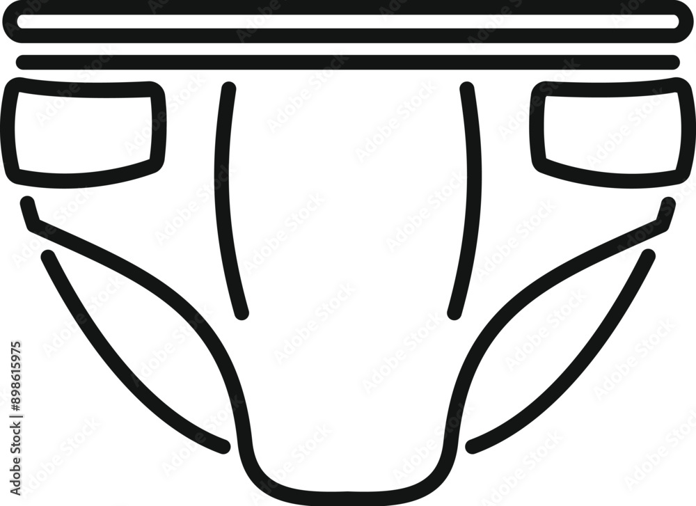 Simple black and white line drawing of an adult diaper, suitable for ...