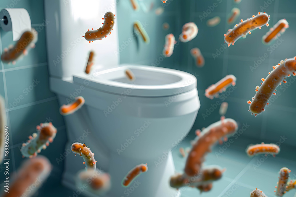 Bacteria in the bathroom or toilet, airborne germs and viruses ...