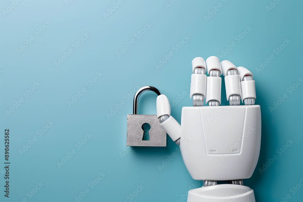 Using AI to help improve security systems effectively concept, white ...