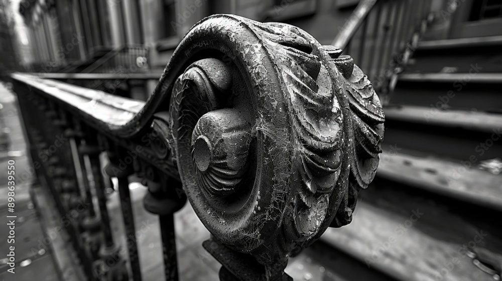 Intricate Metal Railing Design with Fine Details and Patterns - Close ...