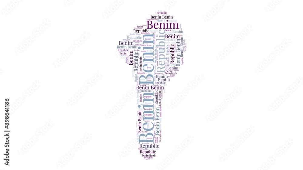 Benin shape words animation. Benin boundary filled with country names ...
