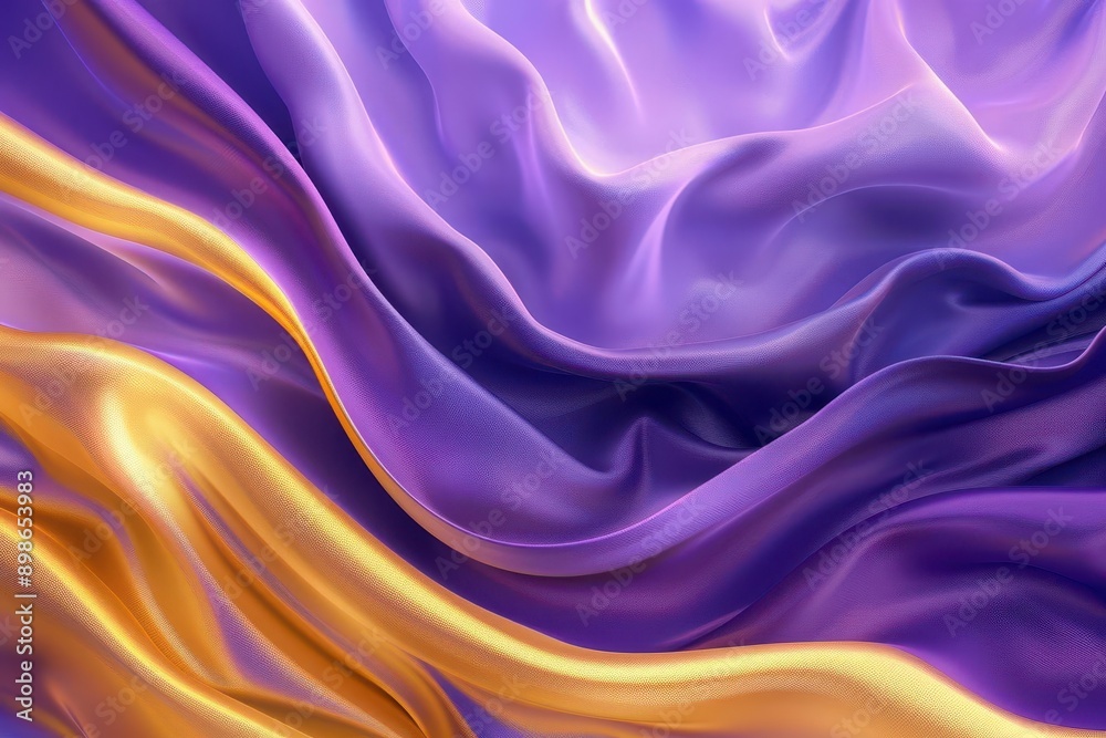 abstract 3d wave design with gradient gold and purple silklike texture ...