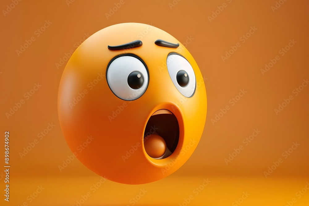 3D shocked emoji with a surprised expression, floating against an ...