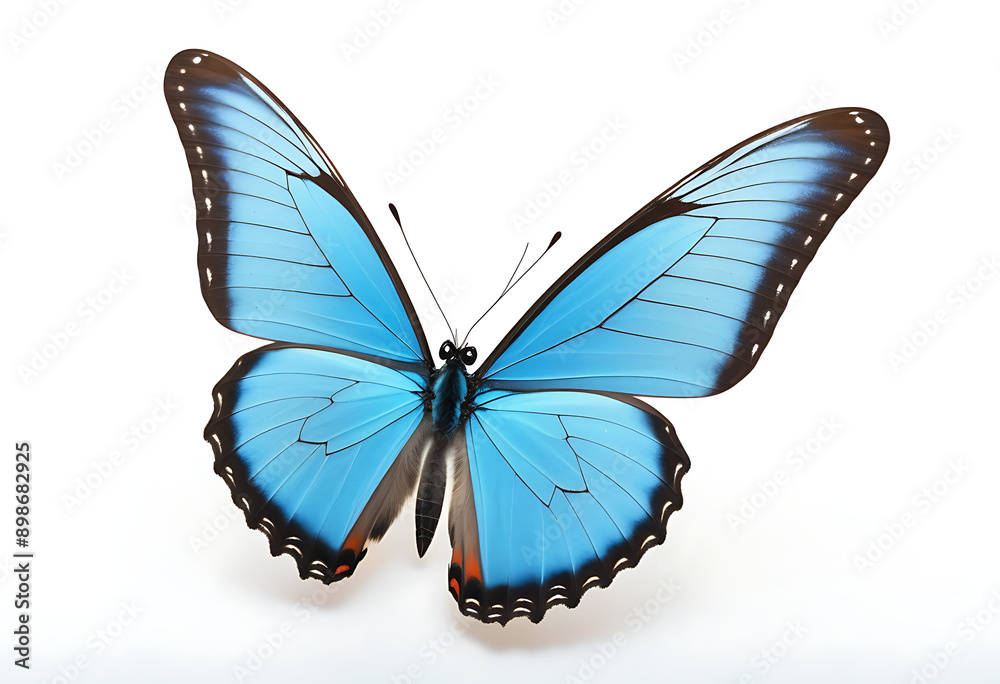 beautiful wings blue butterfly isolated white background high ...
