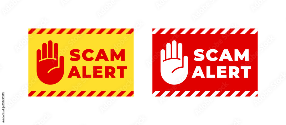 SCAM alert signs. Caution badges Stock Vector | Adobe Stock