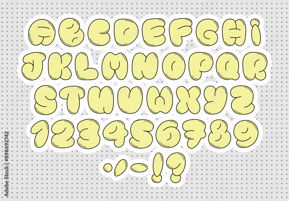 Graffiti Bubble Alphabet, Retro Groovy Font, plump letters with ...