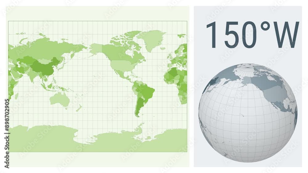 World Map Animation Miller Cylindrical Projection Colored Countries Style Animated World Map
