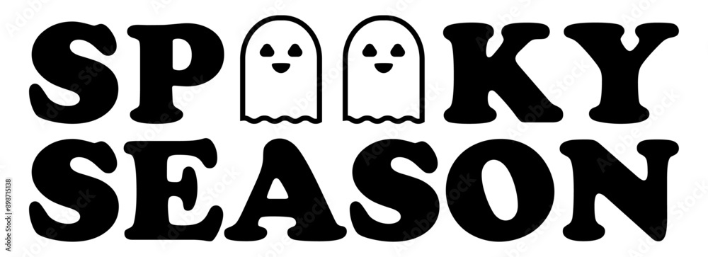 Spooky Season in a Bold Black Font with Two Transparent Ghosts with ...