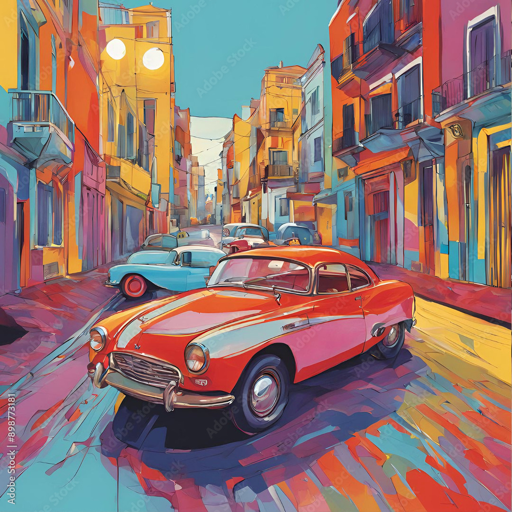 Arte de autos clasicos; autos clasicos; vehiculos clasicos; pinturas de ...