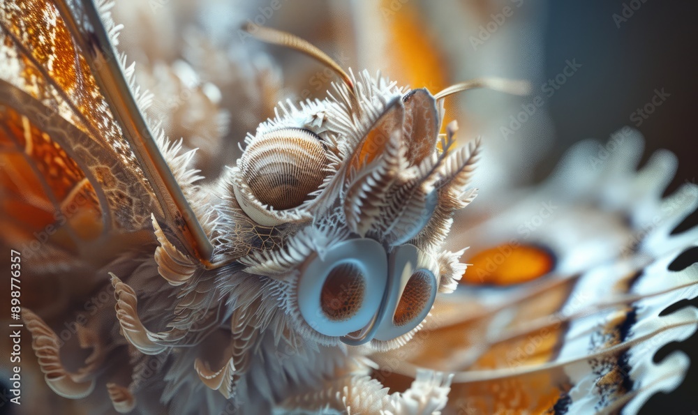 Microscopic view of a butterfly proboscis, displaying its coiled ...