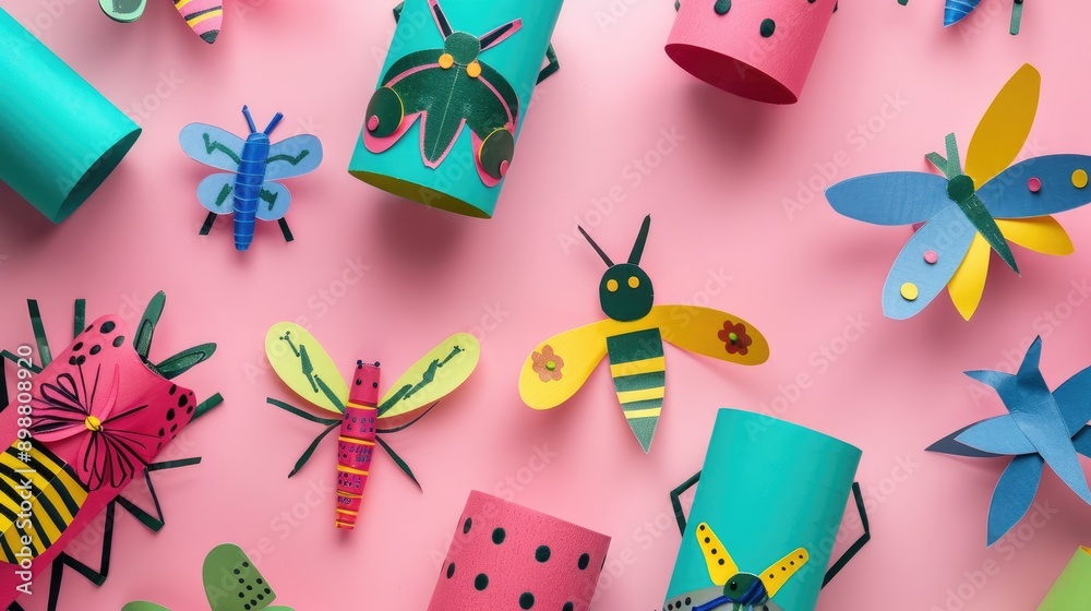 Crafty Paper Insect Decorations for Various Events with Pink Background ...