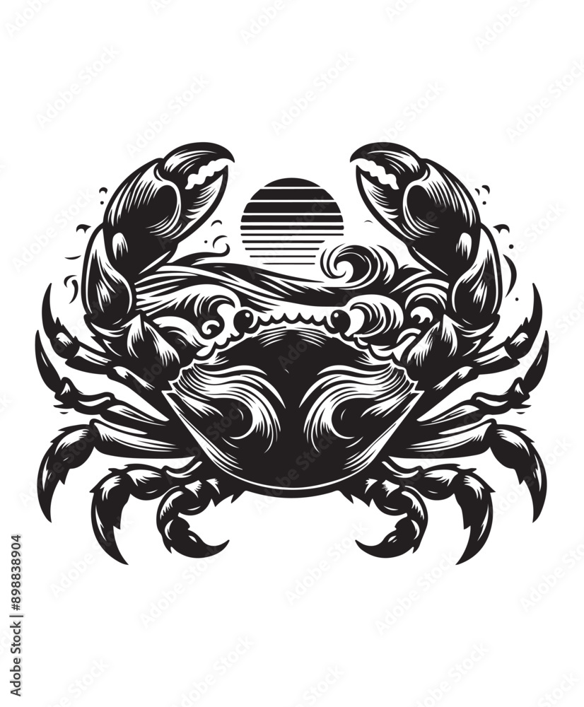 crab vector art,graphics crabs icons set,vintage illustration crab ...