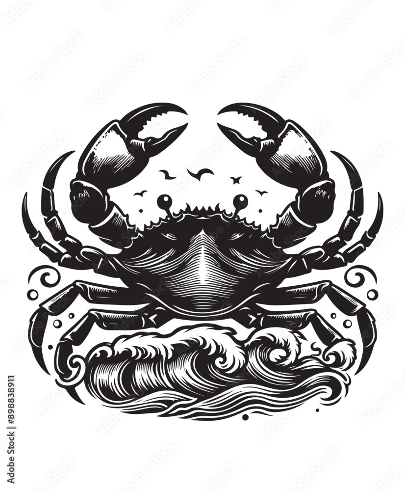 crab vector art,graphics crabs icons set,vintage illustration crab ...