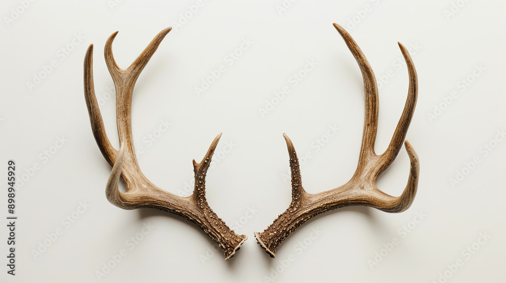 Large deer antlers on white background striking and impressive natural ...