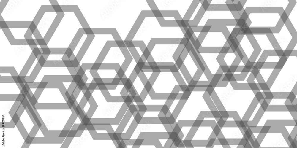 Vector pattern with hexagonal white and gray technology line paper ...