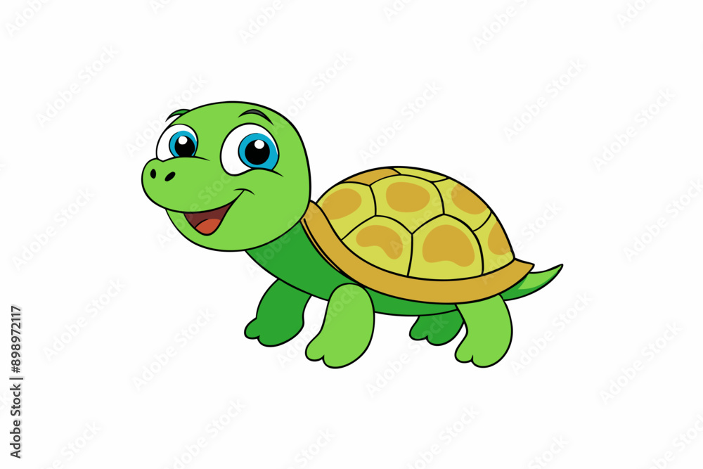 Funny Sea Turtle Vector Illustration, Cartoons, Clipart, and Line Art ...