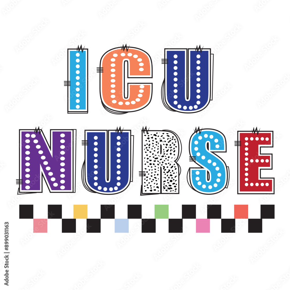 ICU nurse svg png, Race checkered, dalmatian dots, doodle bright, half ...