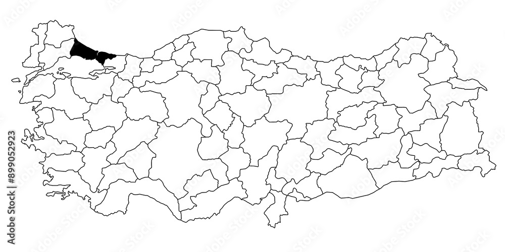 Map of Istanbul ils province in Turkey country on white background ...