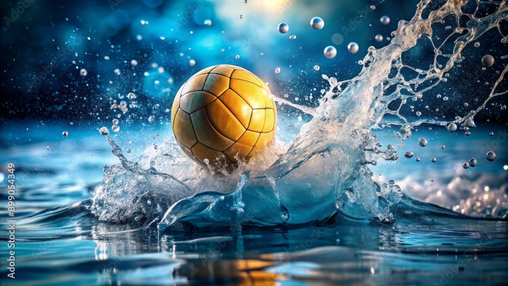 Ball ripples water surface, creating circular waves and underwater ...