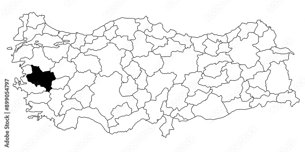 Map of manisa ils province in Turkey country on white background ...