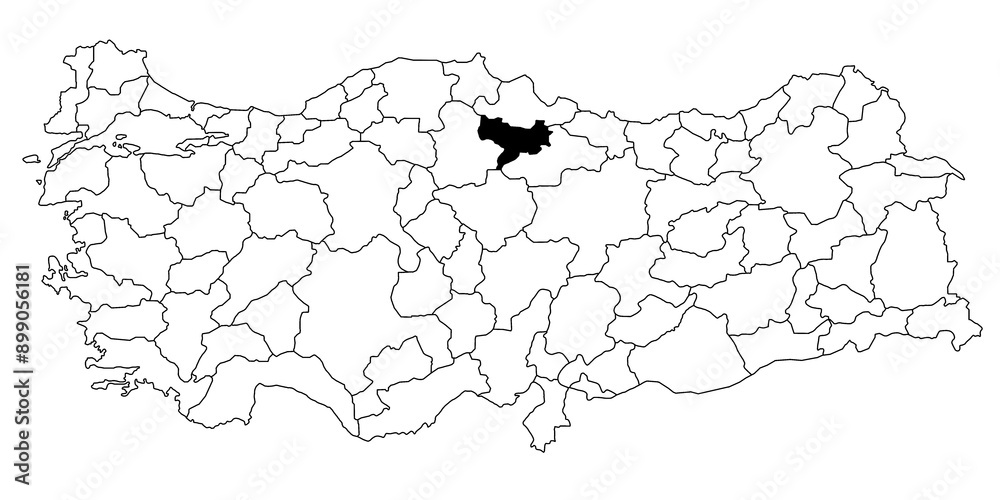 Map of amasya ils province in Turkey country on white background ...