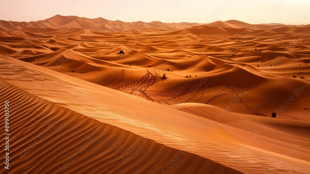 A tranquil view of the expansive sand dunes and desert landscapes of ...