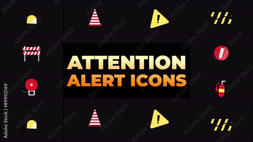 Attention Alert Icons Motion Graphics Pack is a collection of alarm and ...