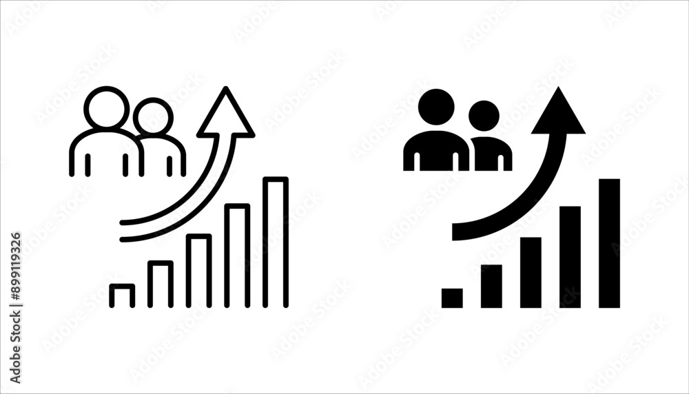 population growth icon set, increase social development, global ...