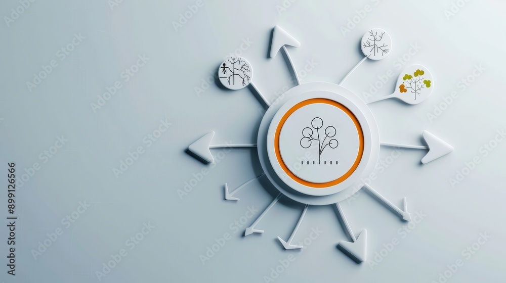 Minimalist design showcasing a company icon at the center, radiating ...