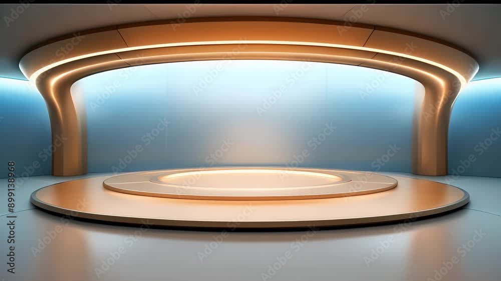 podium Futuristic showcase with platform for product displaying. Empty ...