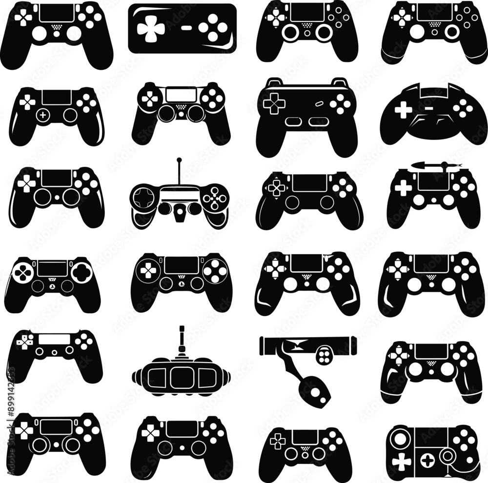 A versatile collection of black and white vector icons featuring ...