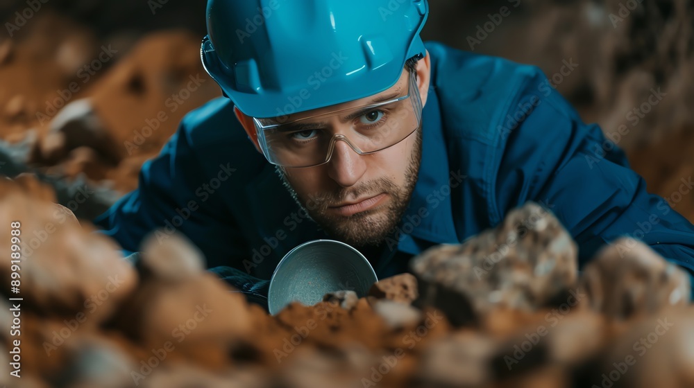 Historian investigating ancient artifacts for historical accuracy ...