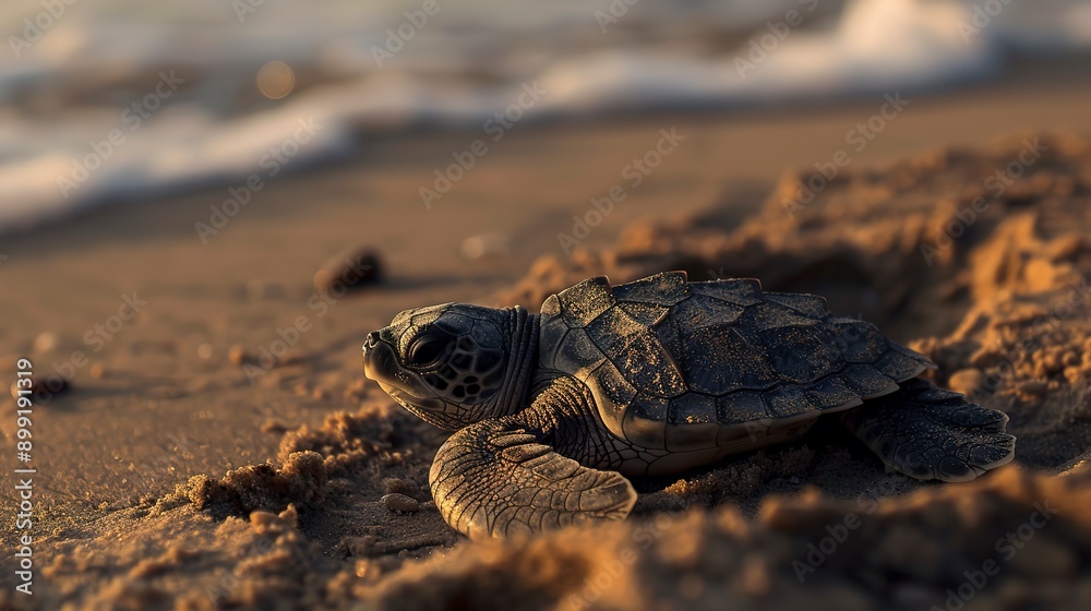 loggerhead turtle emergence sea young baby beach marine life nature ...