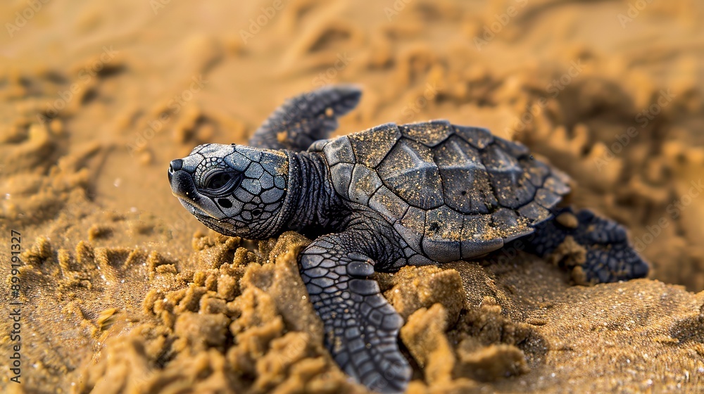 loggerhead turtle emergence sea young baby beach marine life nature ...