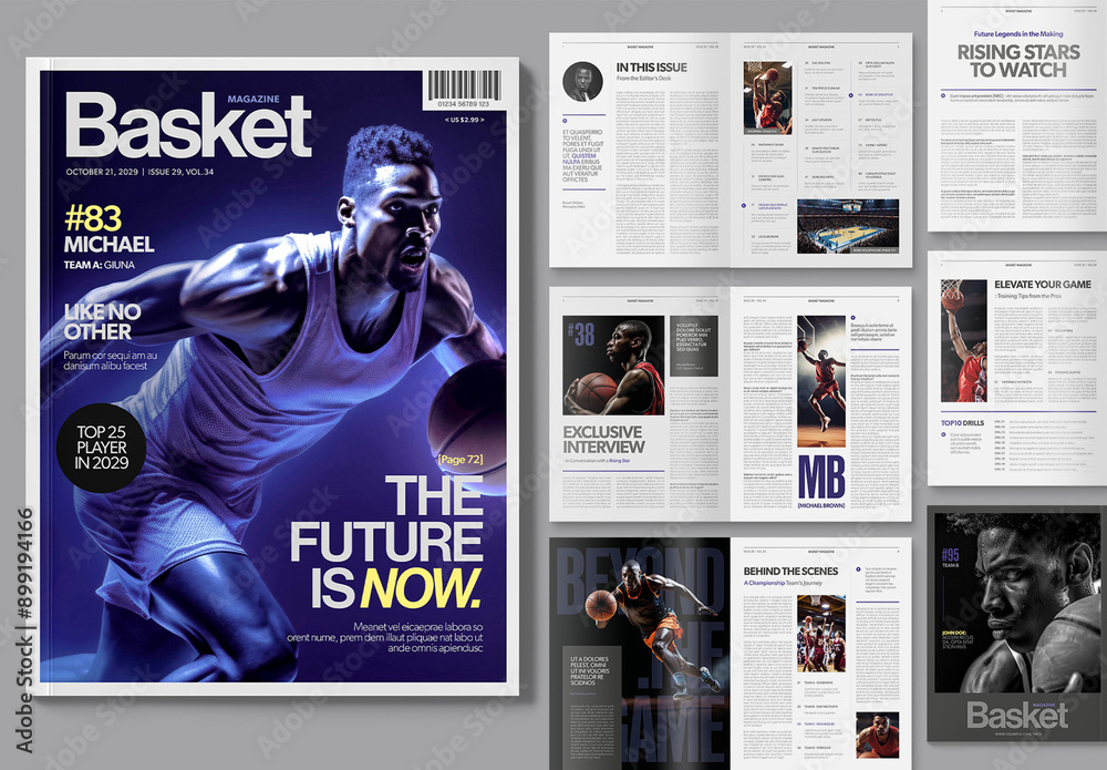 Basketball Magazine Template & Sports Brochure Layout Stock Template ...
